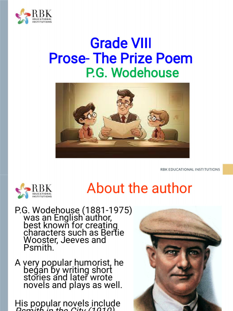 Grade VIII Prose-The Prize Poem: P.G. Wodehouse | PDF | Bertie Wooster ...