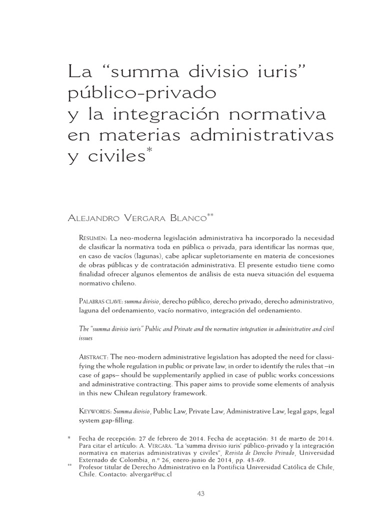 ADM 46 2014 Summa Divisio Iuris Publico Privado e Integracion | PDF ...