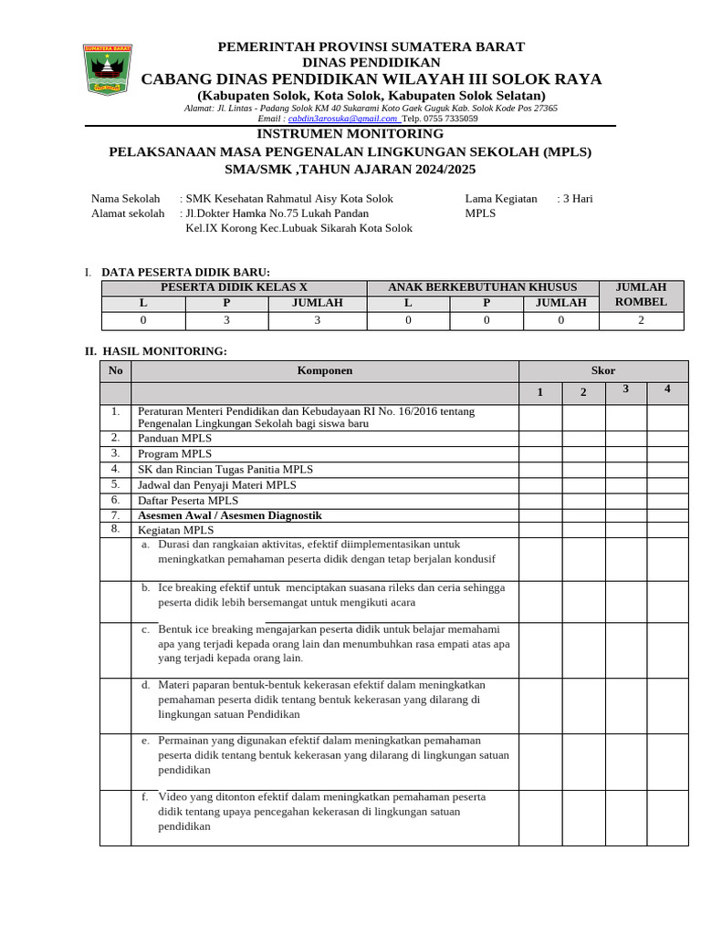 Instrumen Monitoring MPLS 2024 | PDF