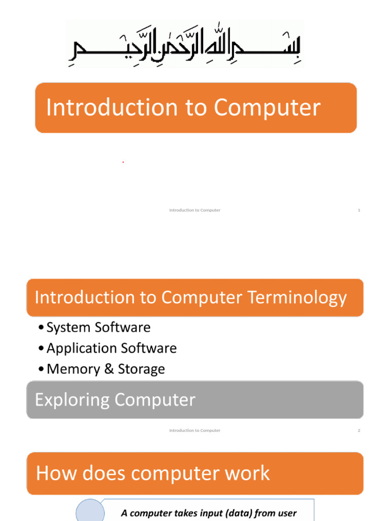 Lecture - I (Introduction To Computer) | PDF