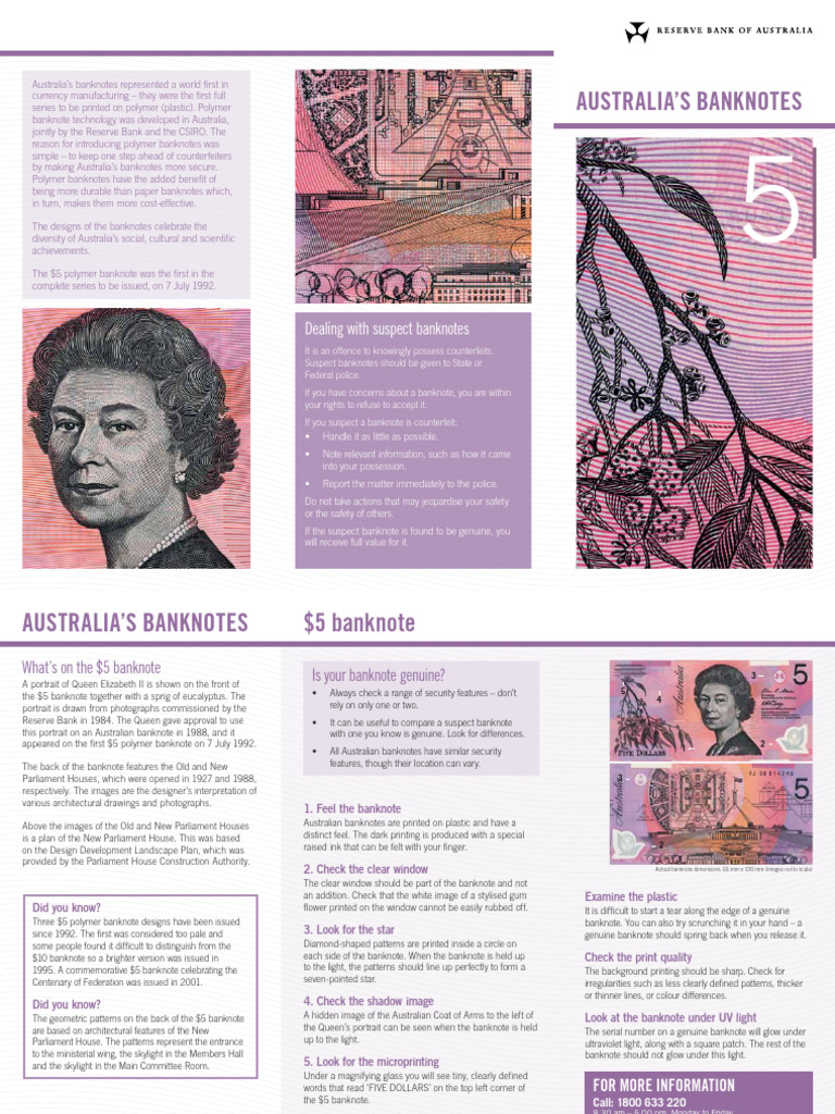 Banknote Brochure 5 Dollars | PDF | Banknote | Currency