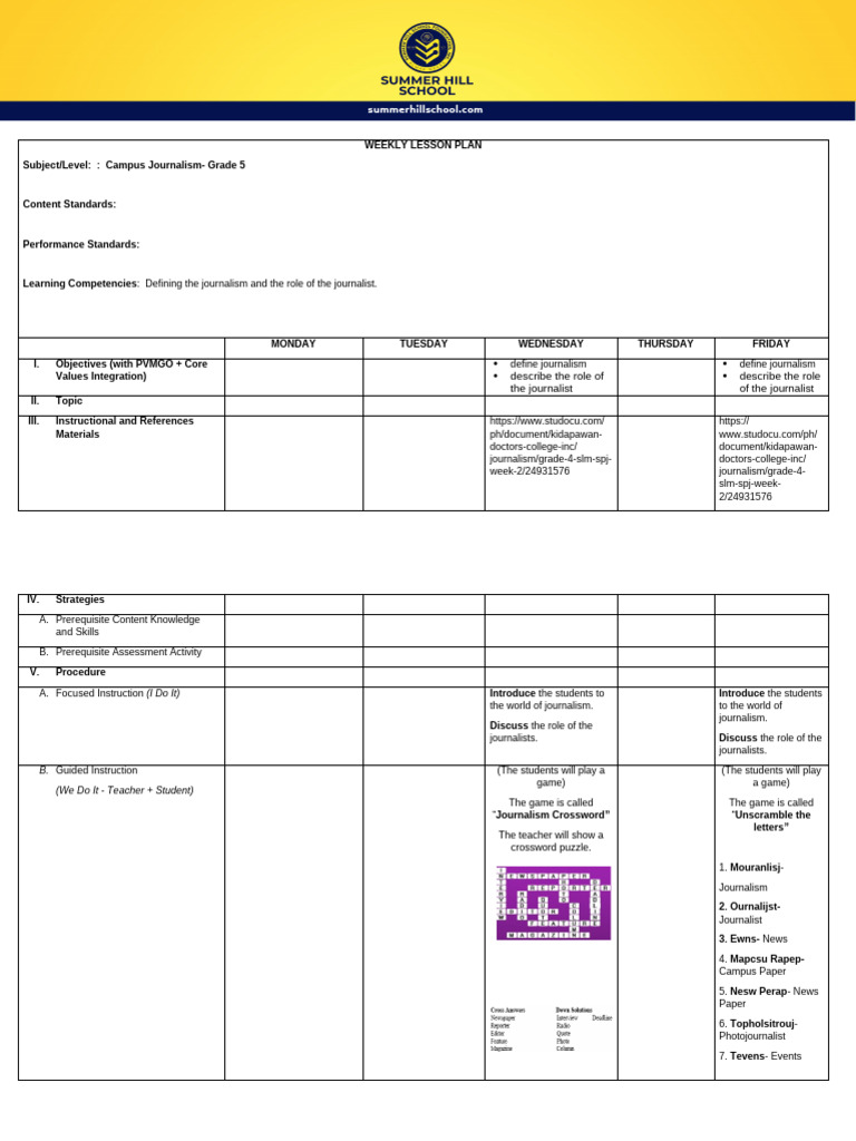CJ GRR5 | PDF | Teachers | Lesson Plan