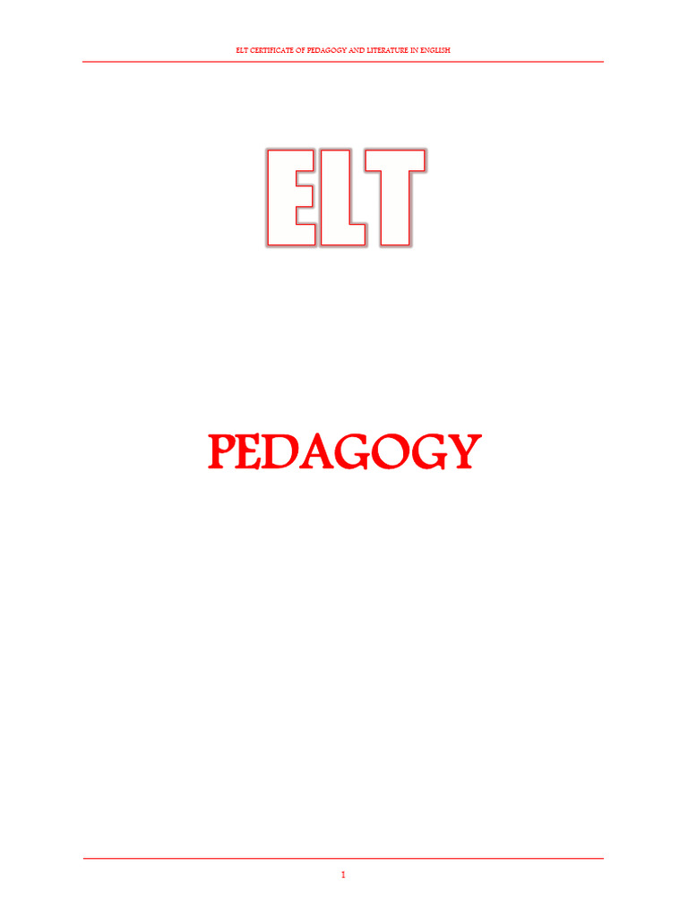 Elt - Pedagogy | PDF | English As A Second Or Foreign Language | Perfect (Grammar)
