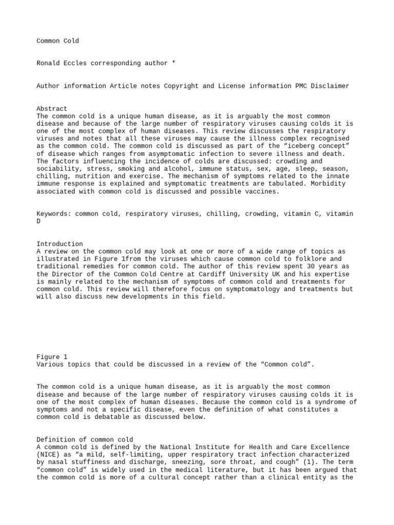 Common cold.docx | PDF | Common Cold | Virus