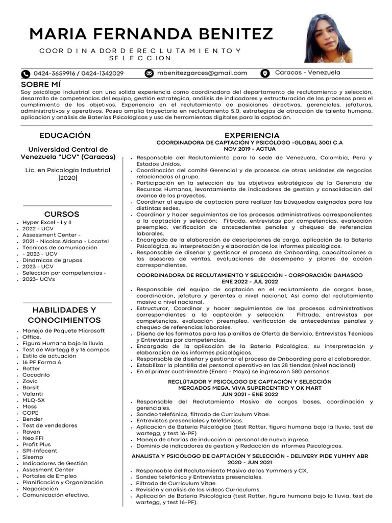 CV María Benítez | PDF | Reclutamiento | Business