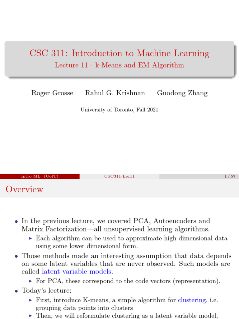 lec11 | PDF | Cluster Analysis | Machine Learning