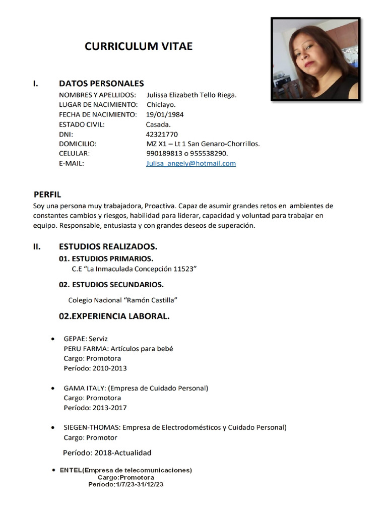 Curriculum Julissa Tello | PDF
