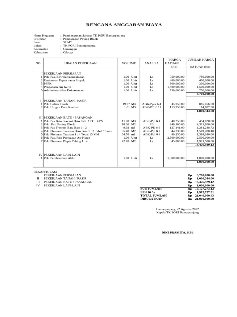 Rab Rehab Gedung TK | PDF