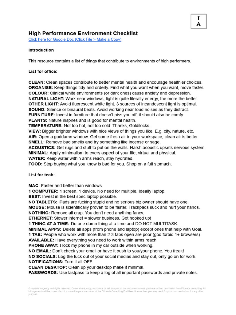 2 3 High Performance Environment Checklist | PDF | Laptop | Computing