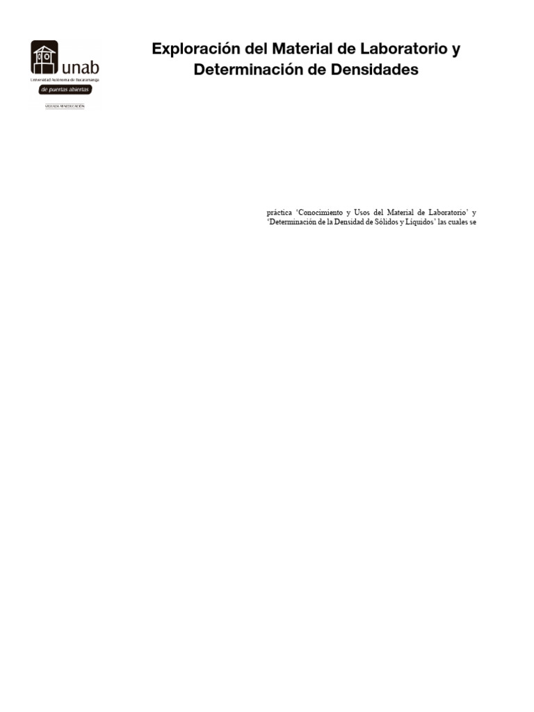 Informe De Laboratorio 1 2 Pdf Densidad Volumen