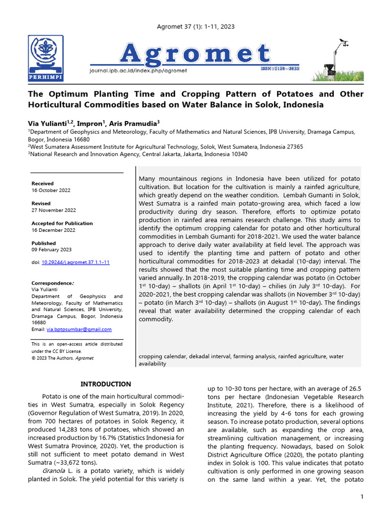 2023 - Yulianti Et Al - Cropping Pattern of Potatoes and Other ...