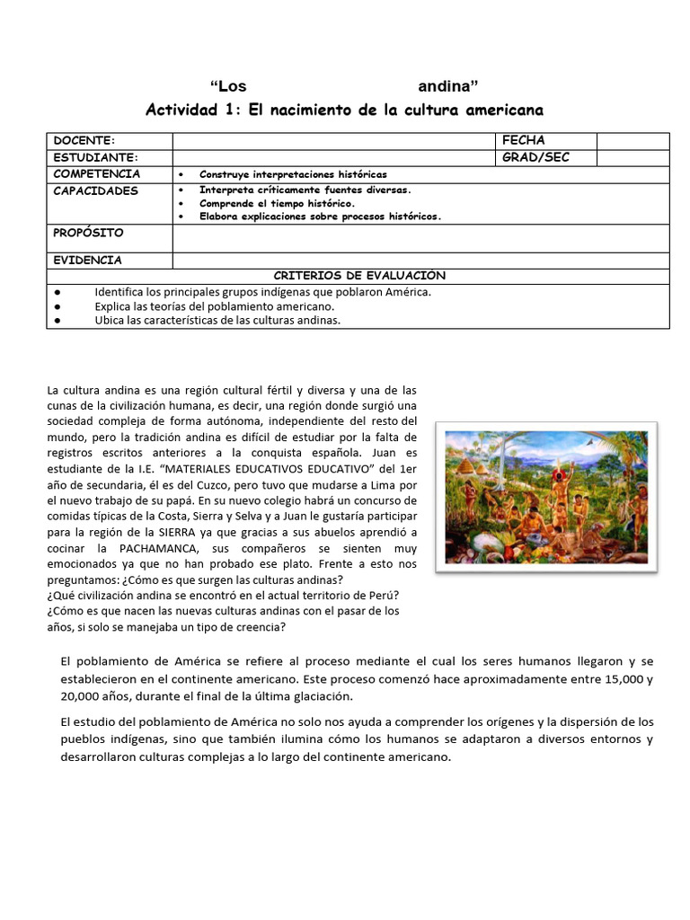 Ficha de Actividad CCSS 1° - Semana 1 | PDF | Américas