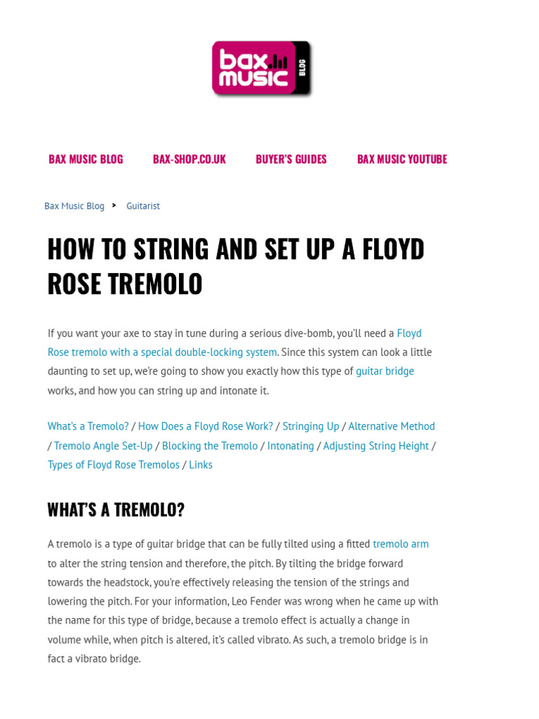 Floyd Rose Tremolo Setup Guide | PDF | Guitars | Music Technology
