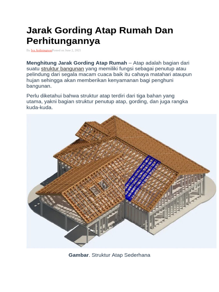 Jarak Gording Atap Rumah Dan Perhitungannya | PDF