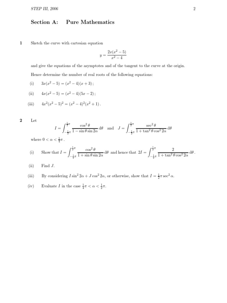 2006 STEP 3 | PDF | Equations | Area