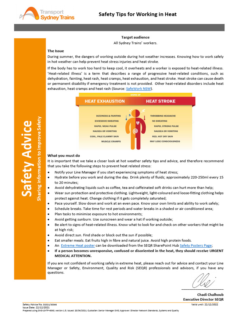Heat Safety Tips for Workers | PDF | Hyperthermia | Diseases And Disorders