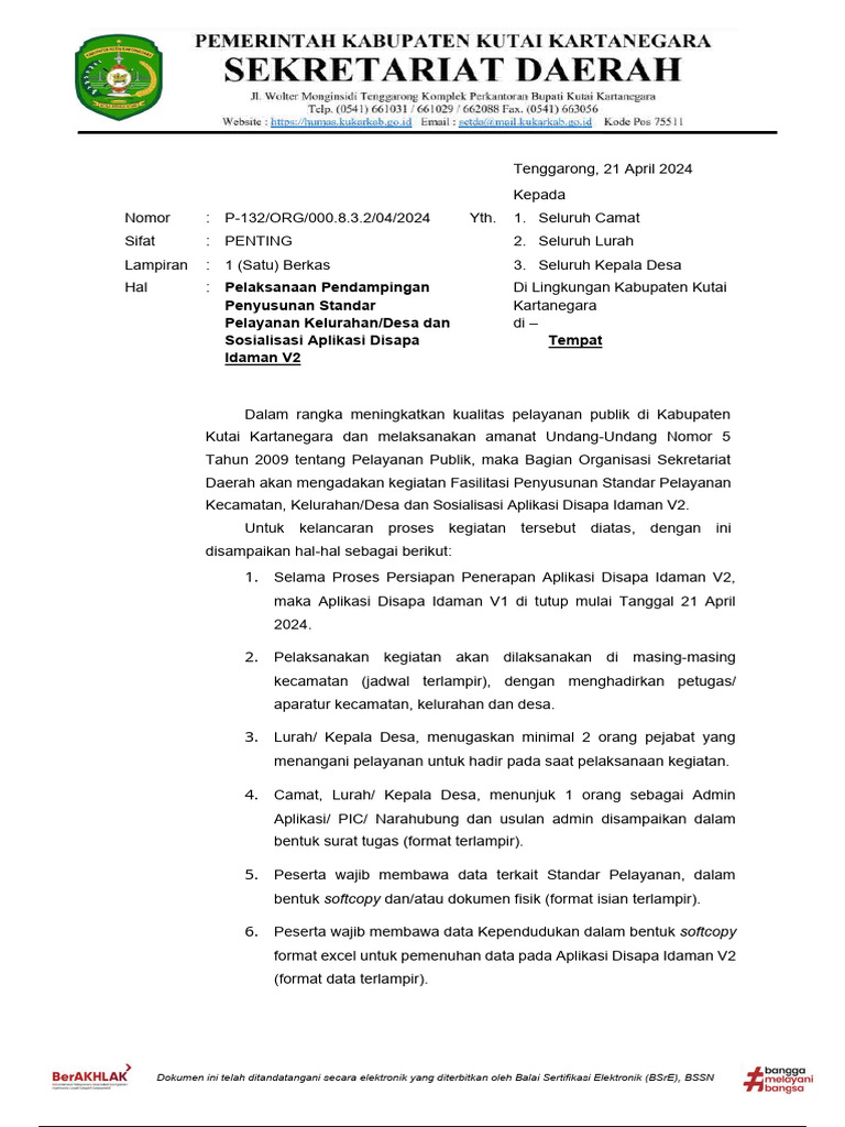 Surat SP DAN SOSIALISASI DISAPA IDAMAN V2 | PDF