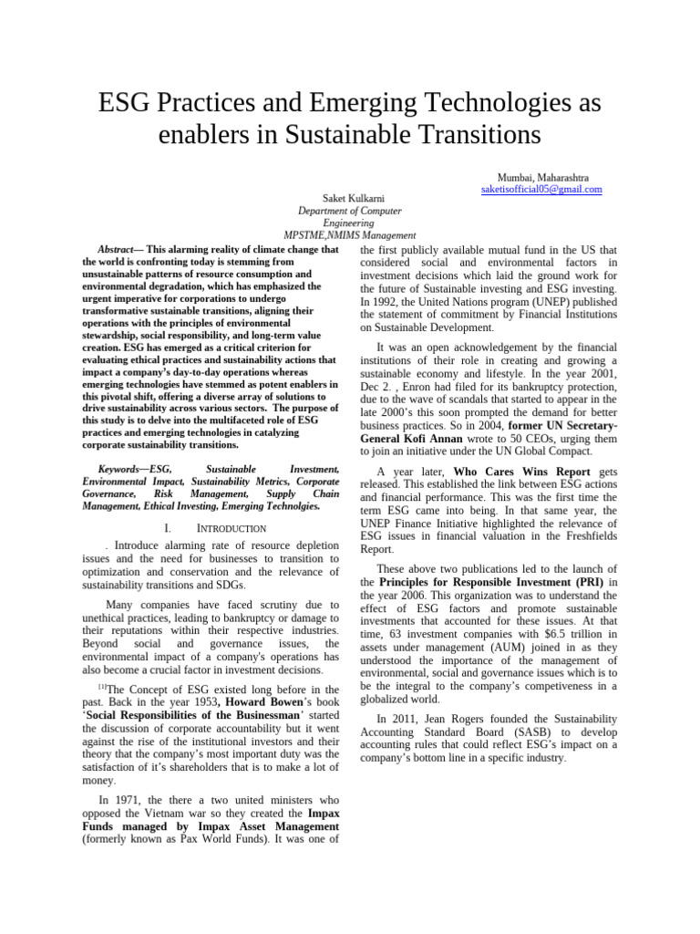 Updated_ESG_Report | PDF | Sustainability | Internet Of Things