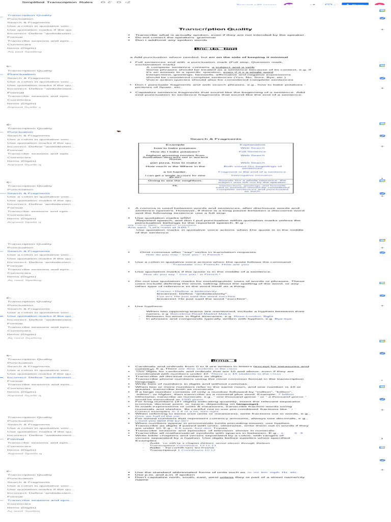 Simplified Transcription Rules | PDF | Comma | Punctuation