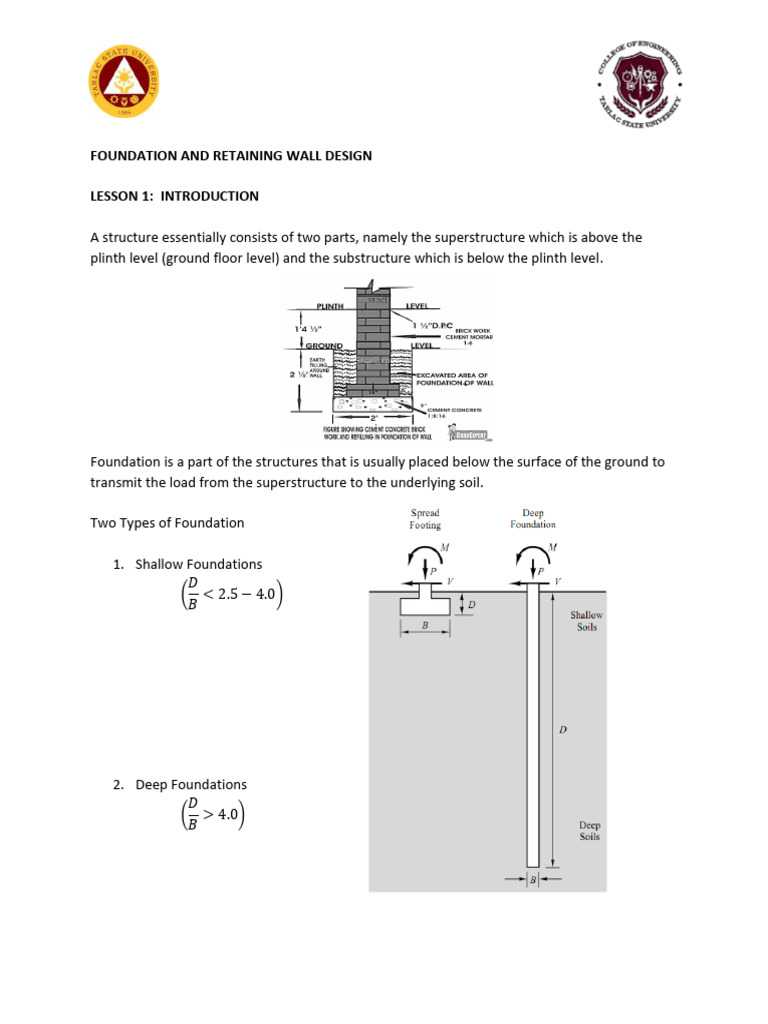 Introduction To Foundation and Retaining Walls | PDF | Foundation (Engineering) | Civil Engineering