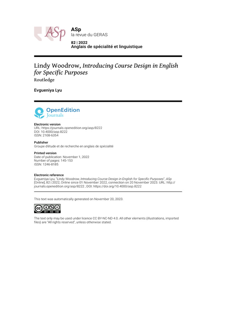 Designing Curriculum For ESP | PDF | Vocabulary | Learning