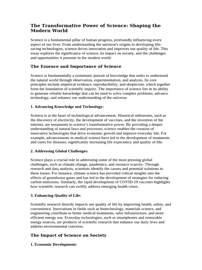 The Transformative Power of Science | PDF | Science | Innovation