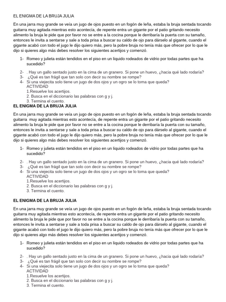 El Enigma de La Bruja Julia | PDF