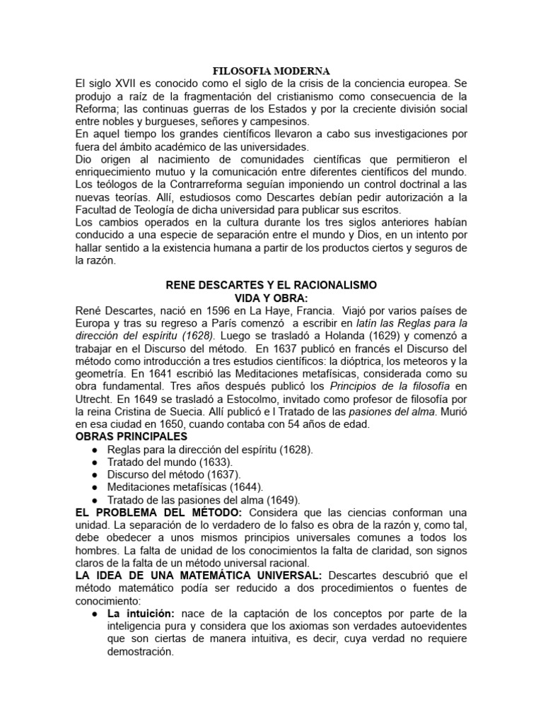 Filosofia Rene Descartes | PDF | René Descartes | Existencia