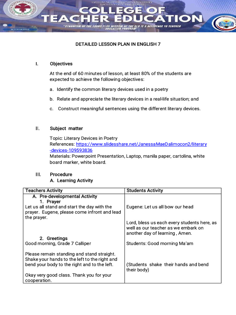 Detailed Lesson Plan in English 7 (Fs2) | PDF | Odor | Senses