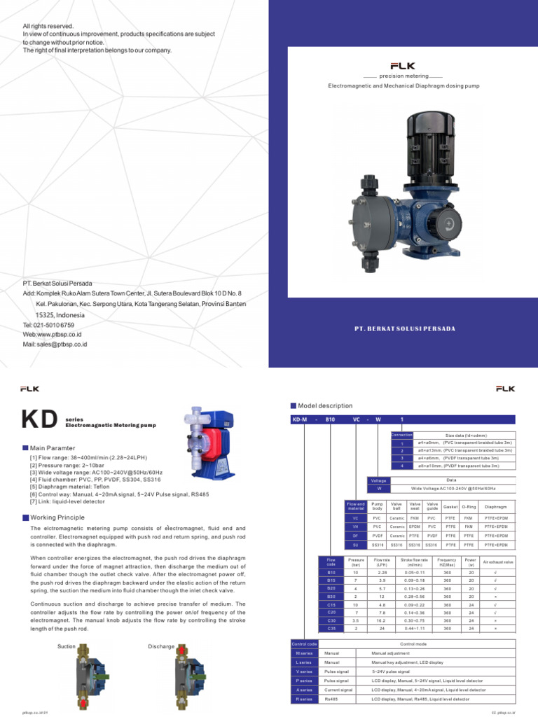 BERKAT - FLK Metering Pump | PDF | Valve | Pump