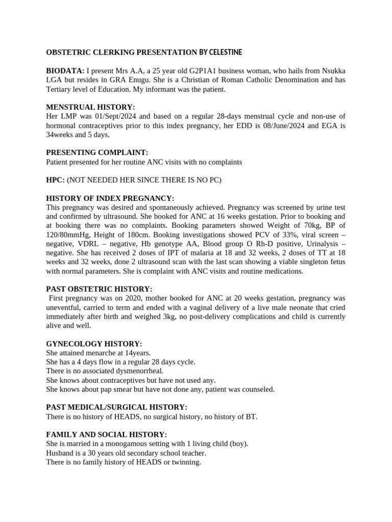 Obstetric Case: Routine ANC Check-Up | PDF | Pregnancy | Obstetrics