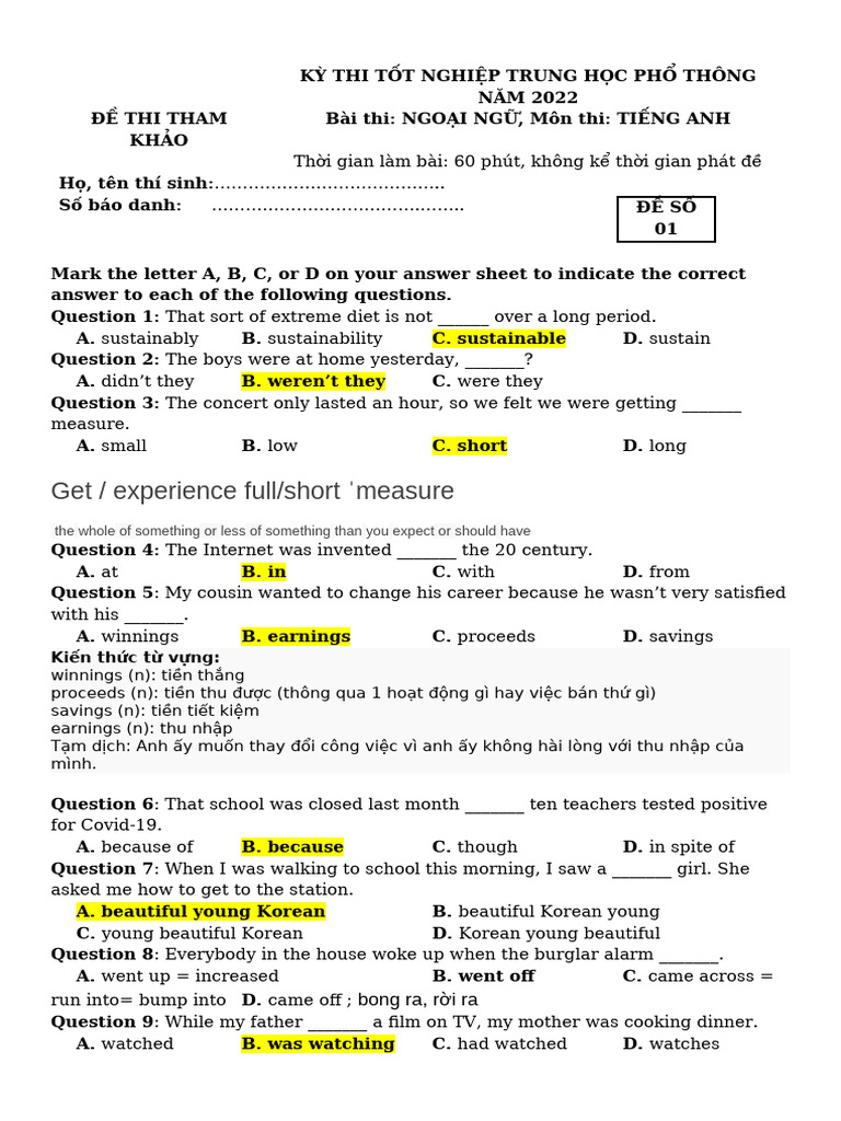 Test 01-key | PDF | Pollution