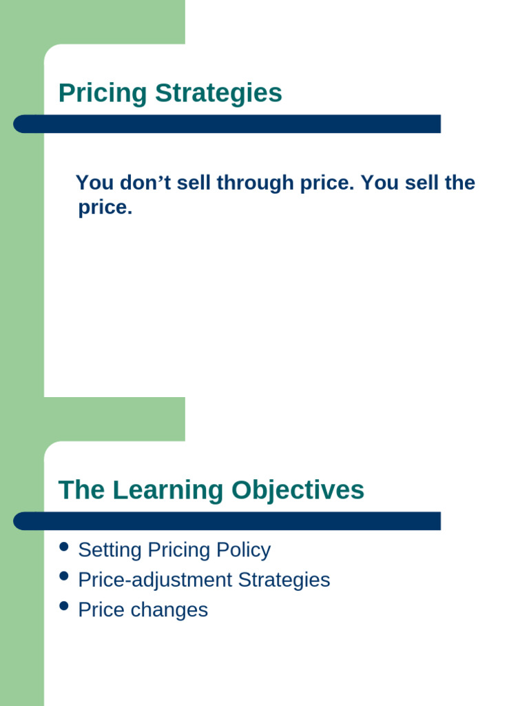 Setting Pricing Strategies | PDF | Pricing | Discounts And Allowances