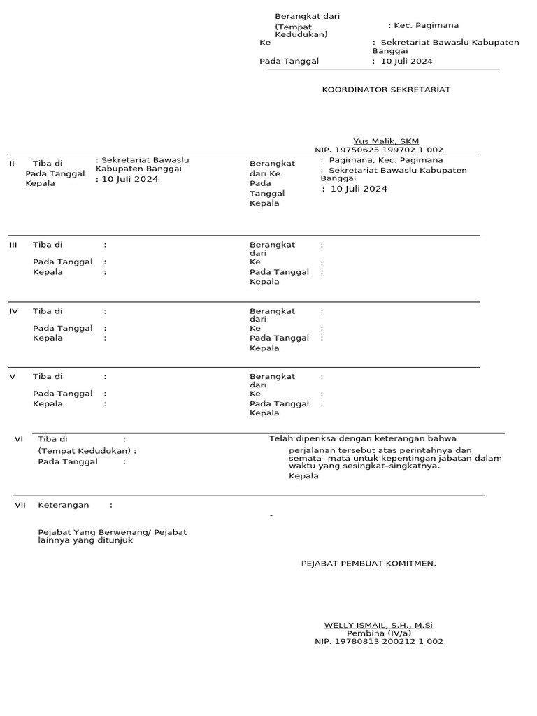 LEMBAR SPD, SPPD, Laporan Dinas, Kasek, SPK, Operator | PDF