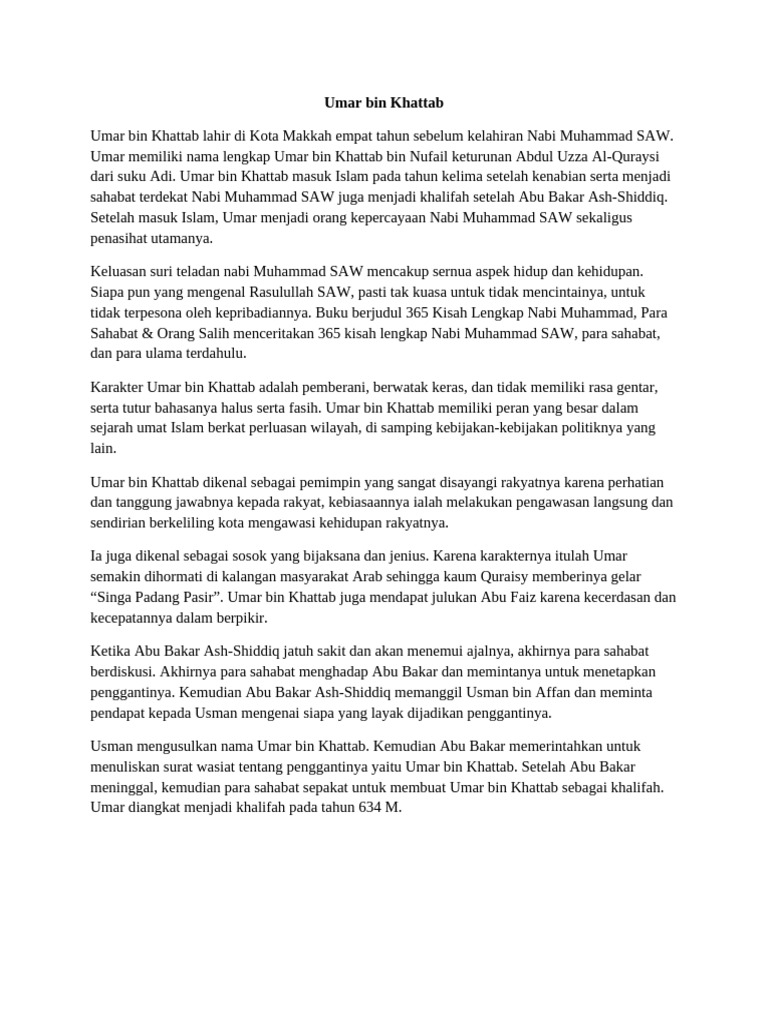 Kisah Umar Bin Khattab | PDF | Klasik