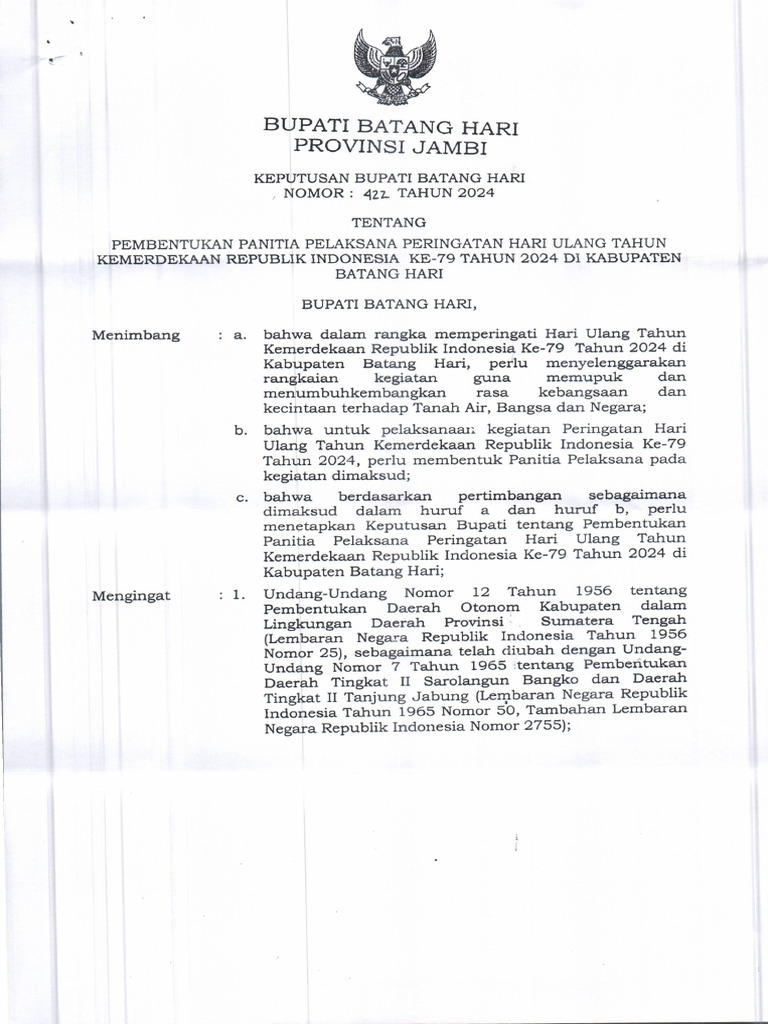 161 Pembentukan Panitia Pelangkasanaan Hut Ke 79 Kemerdekaan Republik Indonesia | PDF