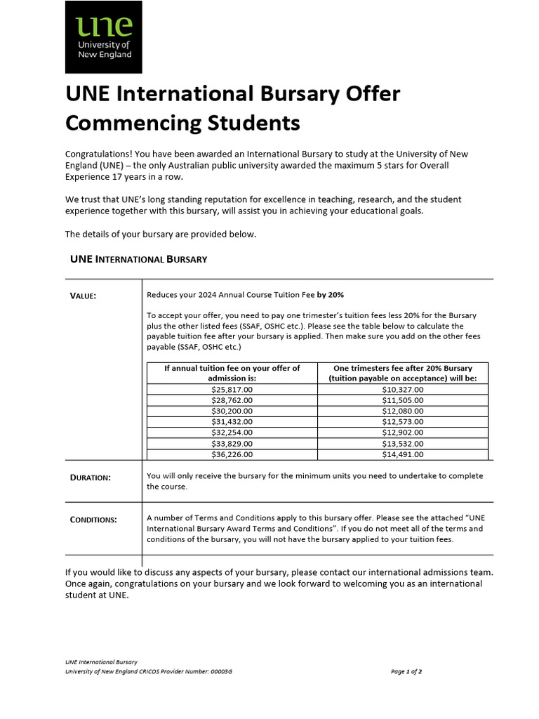 International Bursary | PDF