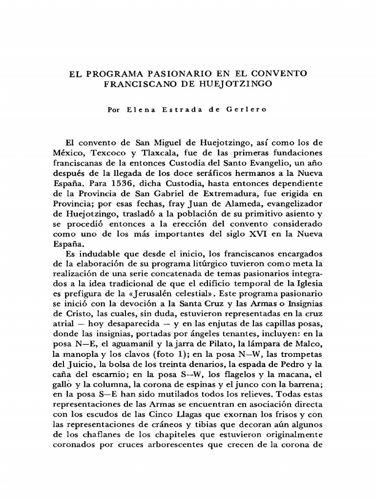 El Programa Pasionario en El Convento Franciscano de Huejotzingo ELENA ...