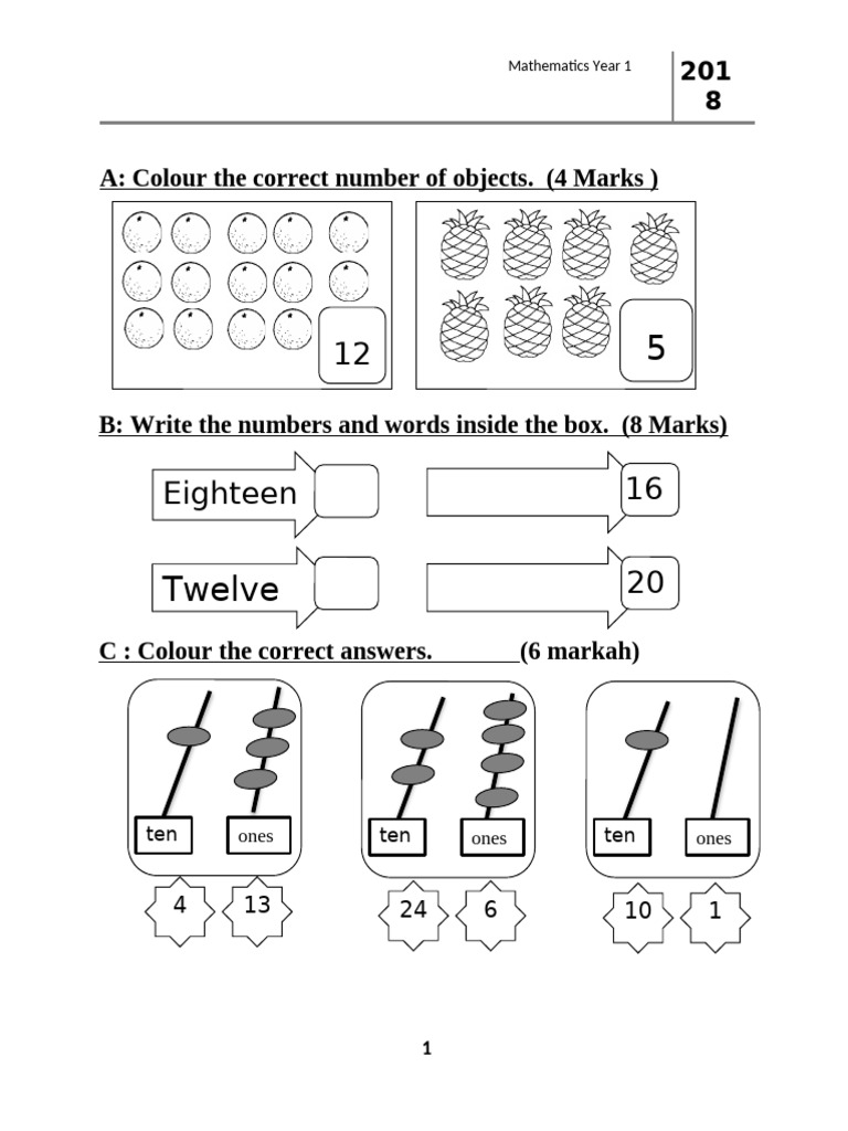 P1 MATHS Paper 1 (1st Small Test 2018) | PDF | Mathematics | Science