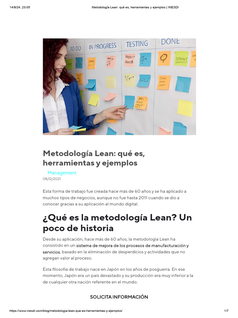 Metodología Lean - Qué Es, Herramientas y Ejemplos - INESDI | PDF ...