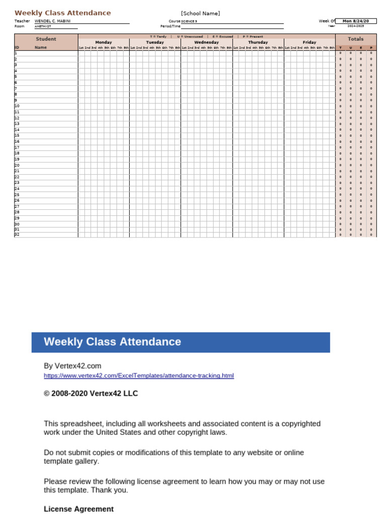 class-attendance-weekly | PDF | Copyright Law