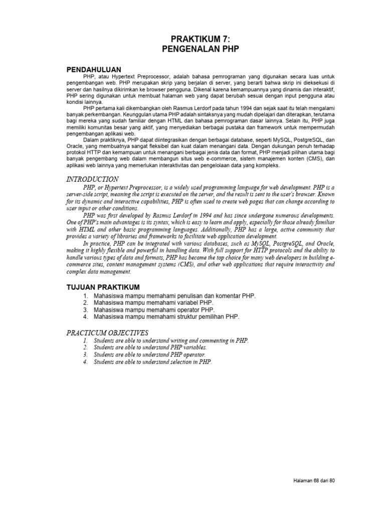 Modul Praktikum 07 Dasar Pemrograman Web Pdf Komputer