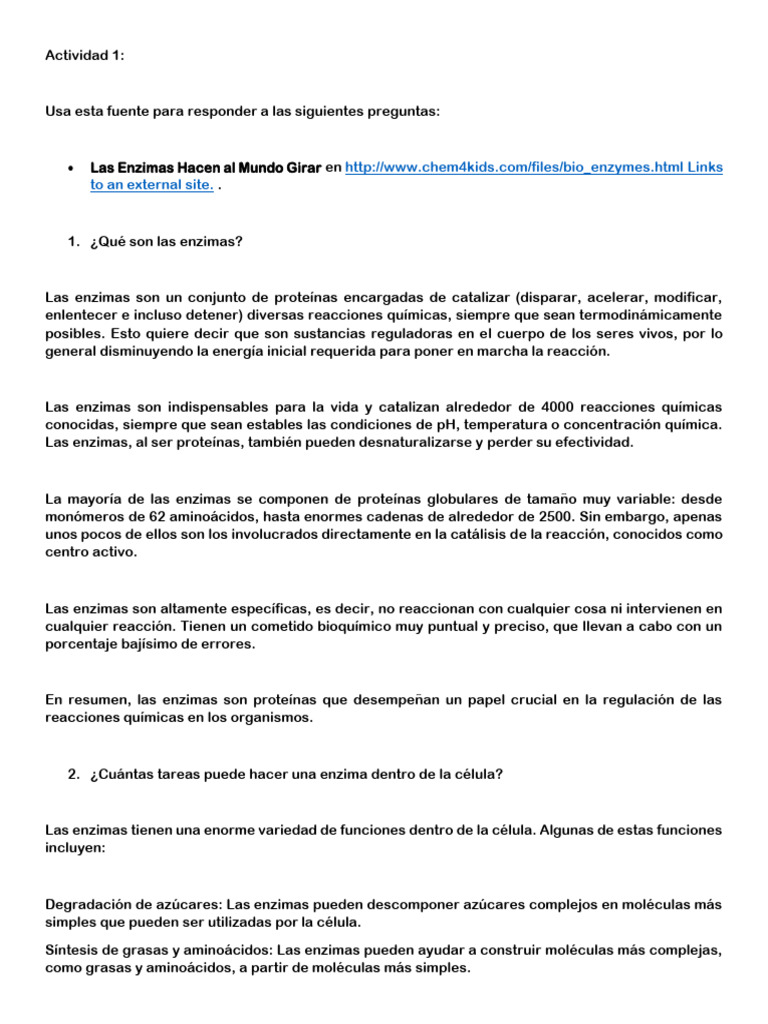 1.18 Función de las Enzimas | PDF | Enzima | Sitio activo 1.18 Función de las Enzimas | PDF | Enzima | Sitio activo