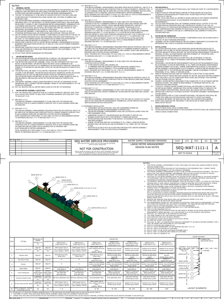 SEQ Water Meter Assembly Standards | PDF | Pipe (Fluid Conveyance ...
