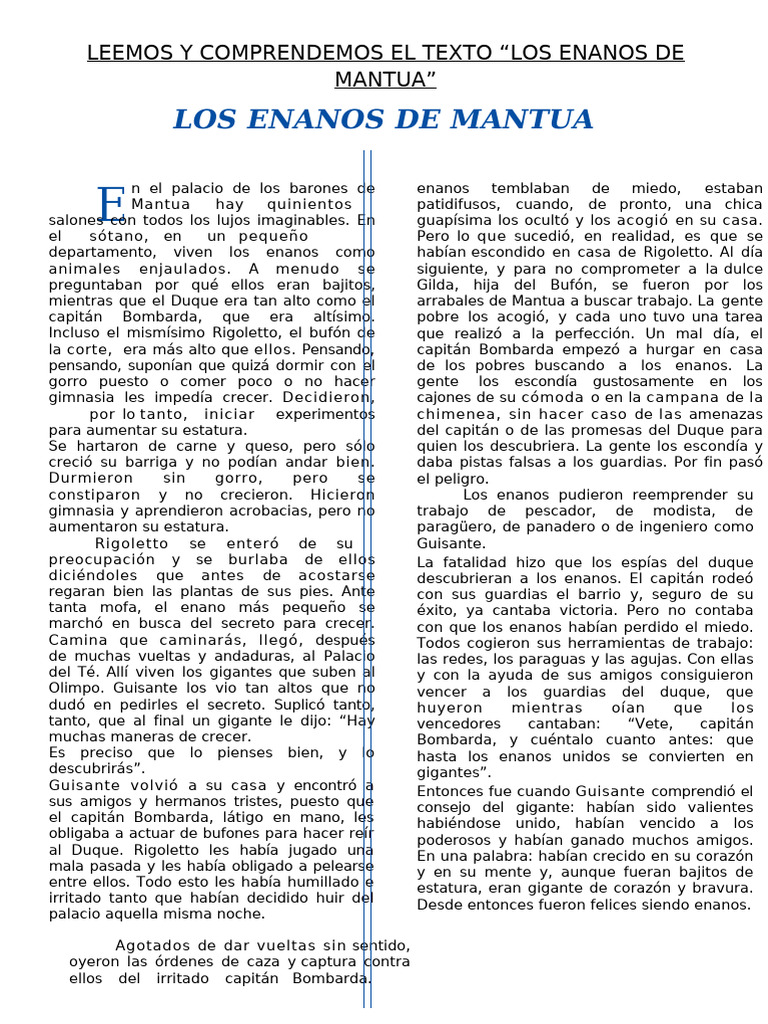 LEEMOS Y COMPRENDEMOS EL TEXTO | PDF