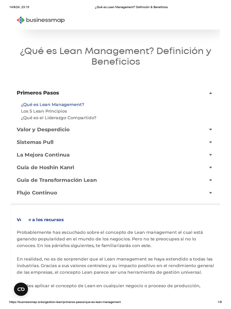 ¿Qué Es Lean Management - Definición & Beneficios | PDF | Lean Manufacturing | Lean Startup