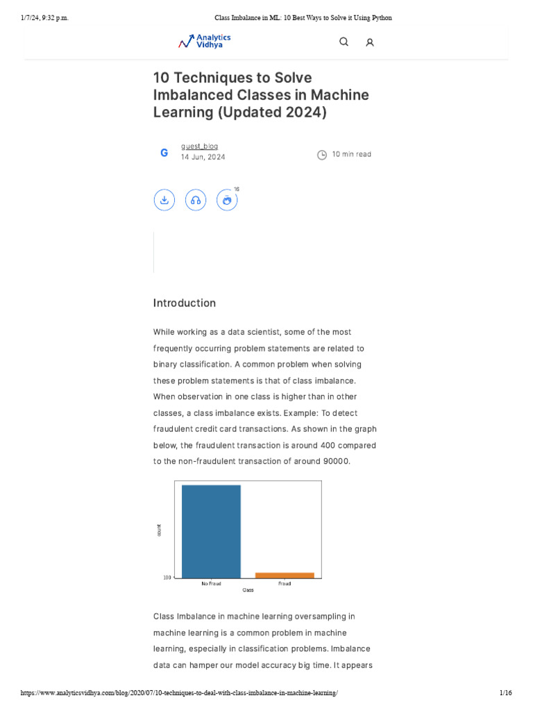 10 Techniques to Solve Imbalanced Classes in ML | PDF | Machine Learning | Receiver Operating ...