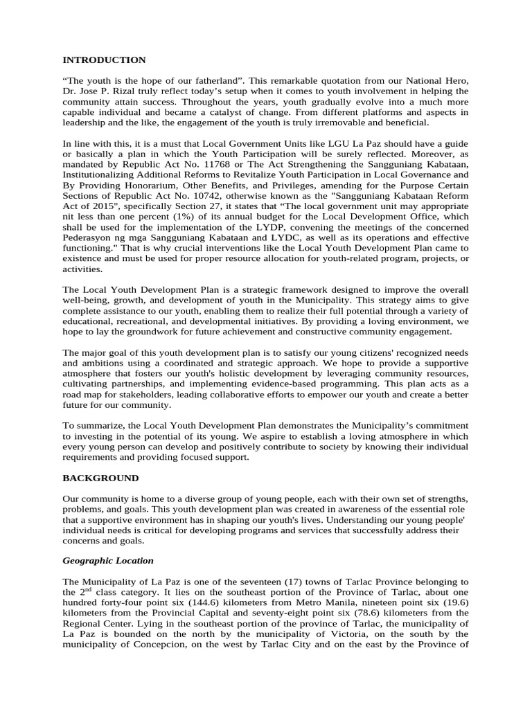 LYDP PLAN FINAL | PDF