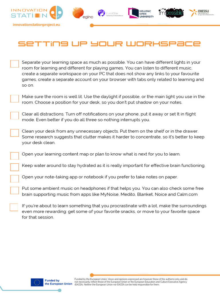 Setting Up Your Workspace | PDF