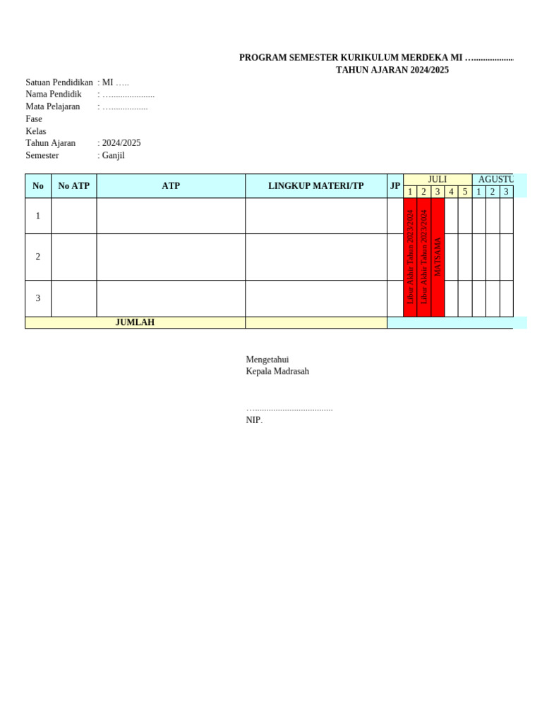 Program Semester Prosem Pdf